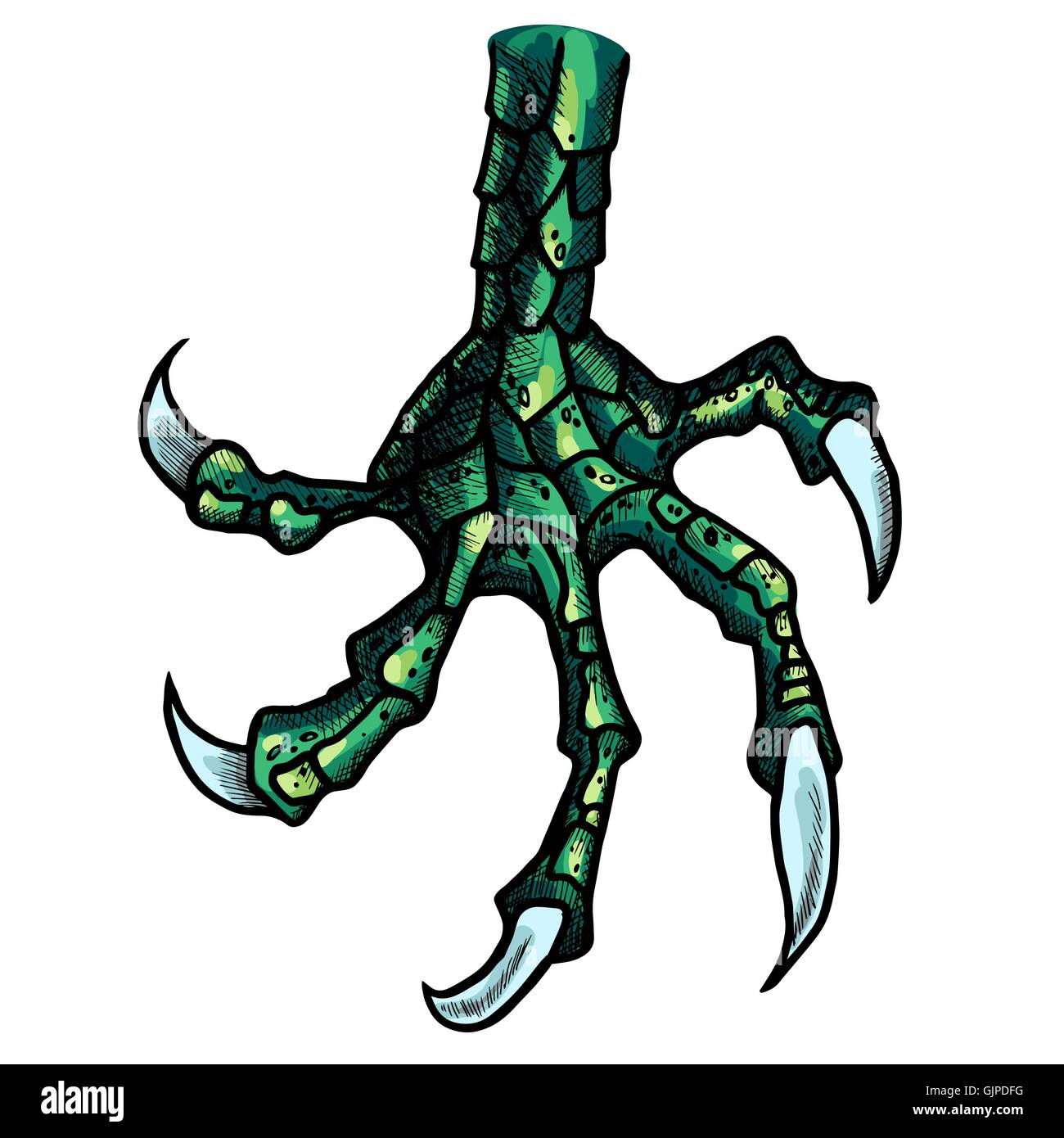 Dragon or monster paw with claws. Wild tattoo. Horror sticker ...