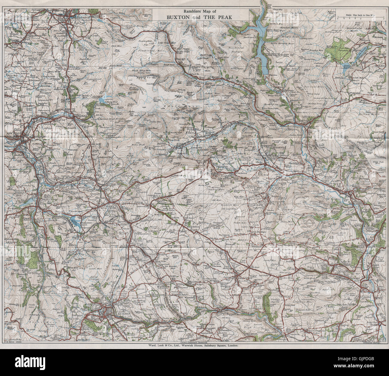 RAMBLERS' MAP OF BUXTON & THE PEAK. Derbyshire Peak District. WARD LOCK ...