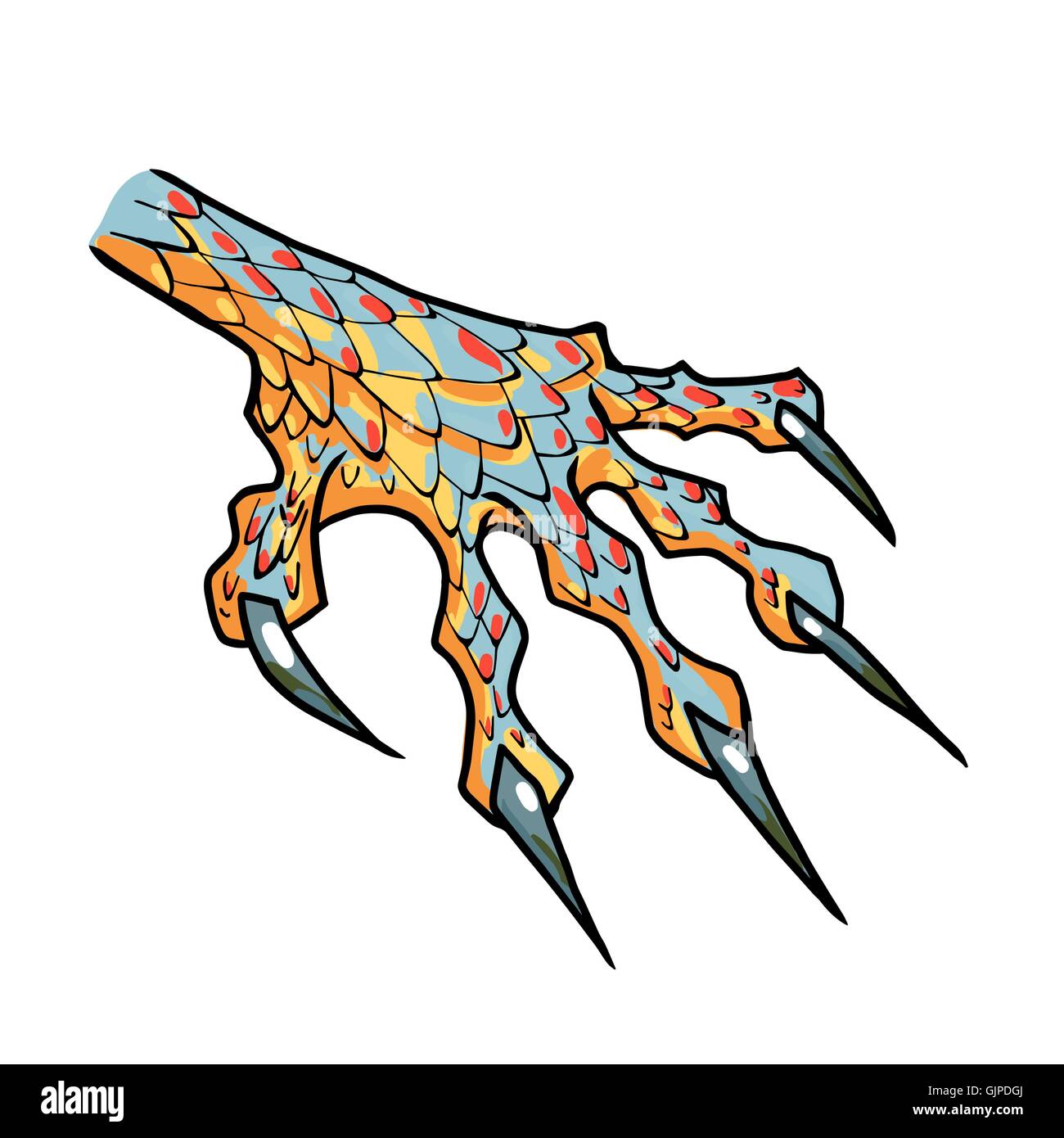 Dragon or monster paw with claws. Wild tattoo. Horror sticker ...