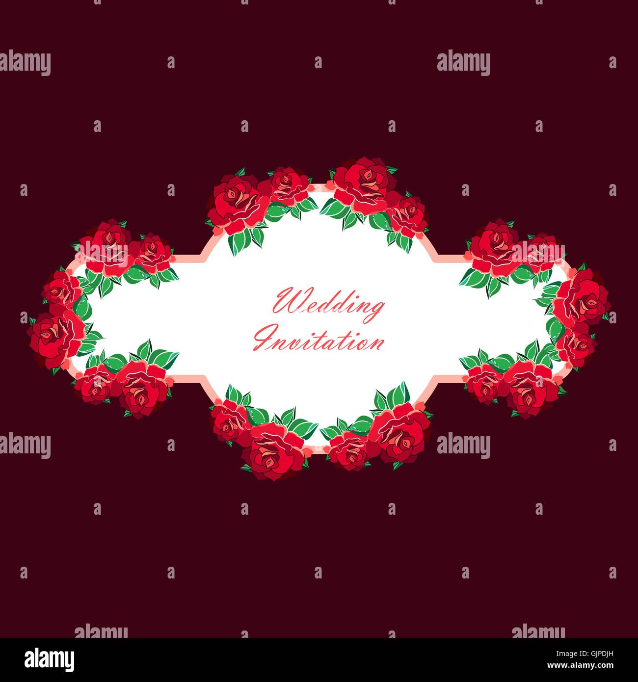 Hand Drawn Wedding Rose Banner. Flower Template for wedding, holiday ...