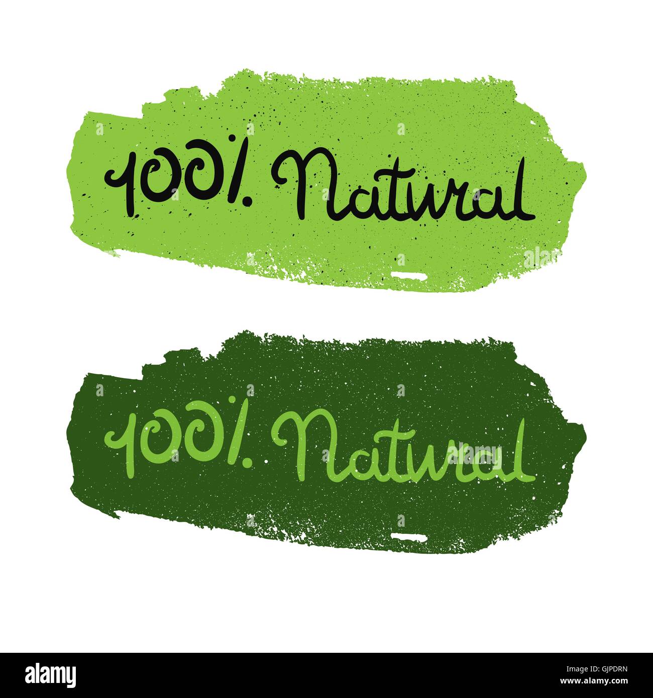 Hand drawn ecology and 100 percents natural lettering. Isolated grunge ...