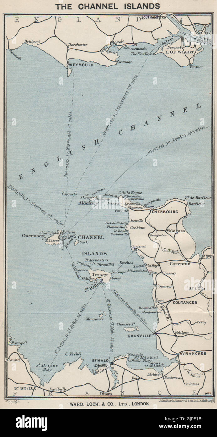 Ferry routes to the CHANNEL ISLANDS. Jersey Guernsey. WARD LOCK, 1930 ...