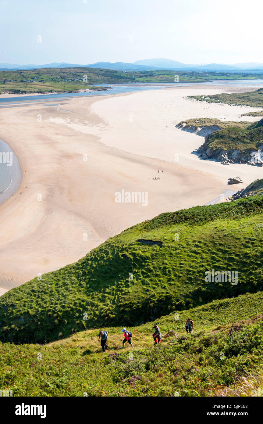 Walkers above Maghera Beach near Ardara, County Donegal, Ireland Stock ...