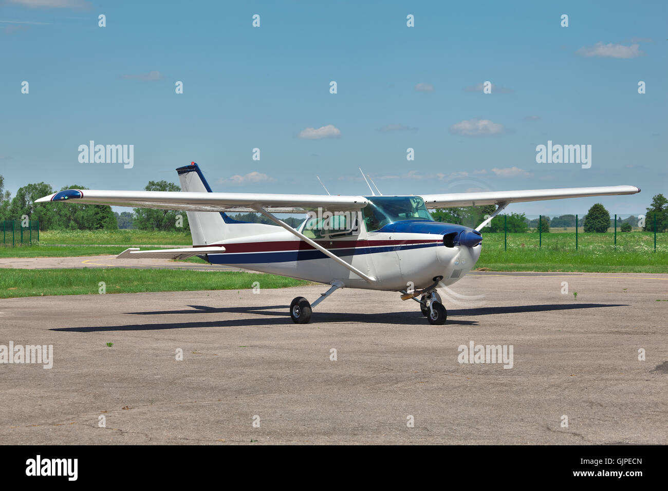 Light private plane on the airfield preparing for a leisure flight ...