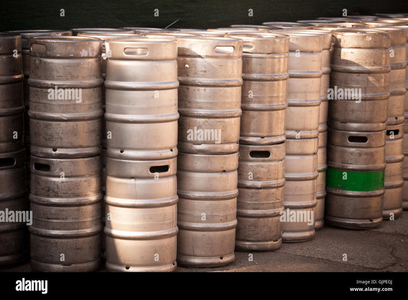 Image of a stack of beer barrels Stock Photo - Alamy
