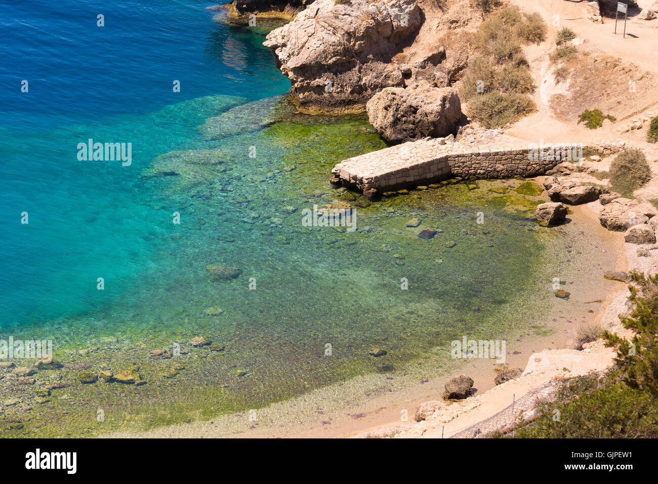 Heraion lake in Perachora in Greece aerial view Stock Photo - Alamy