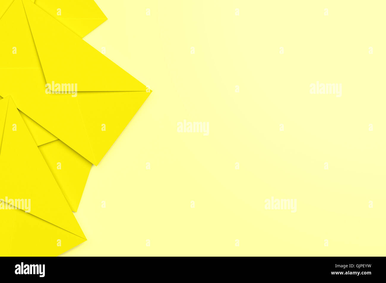 3D rendering of blank yellow envelopes on yellow background Stock Photo ...