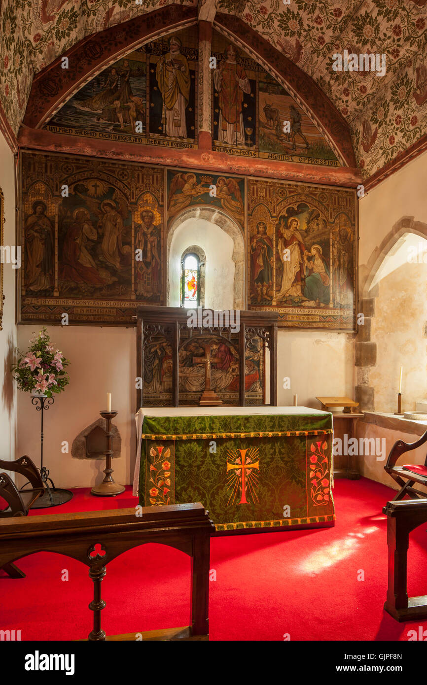 Interior of Norman church St Wulfran in Ovingdean, East Sussex, England ...