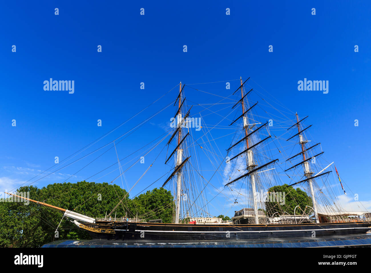 The Cutty Sark, a restored historic tea clipper ship in Greenwich ...