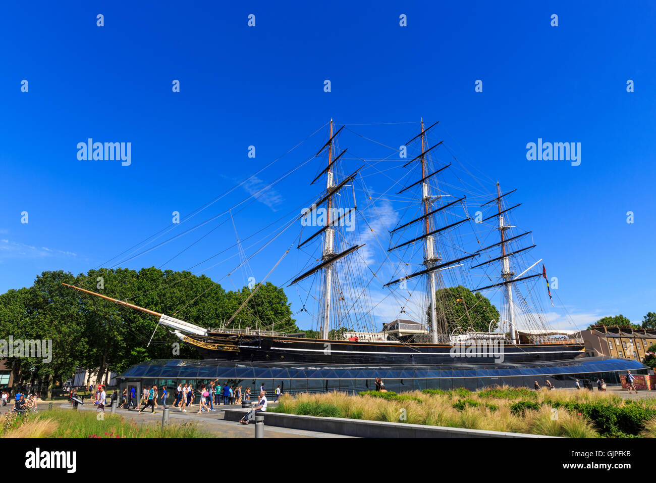 The Cutty Sark, a restored historic tea clipper ship in Greenwich ...
