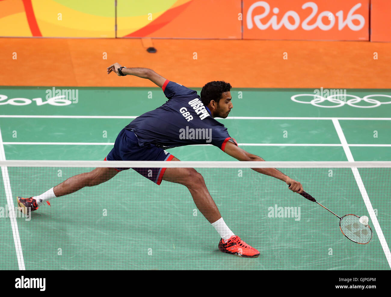 Great Britain's Rajiv Ouseph in action against Viktor Axelsen during ...