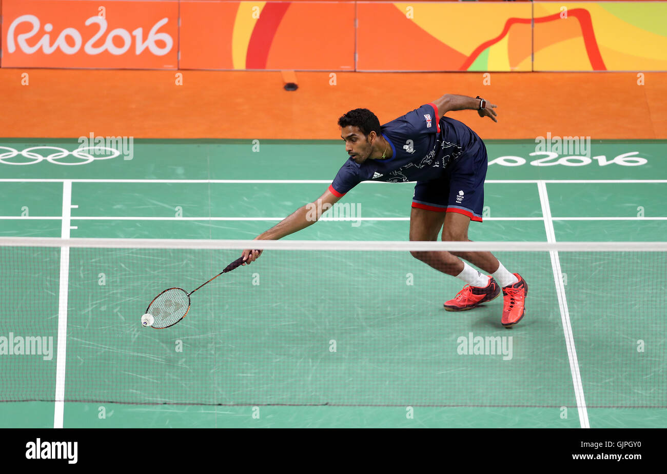 Great Britain's Rajiv Ouseph in action against Viktor Axelsen during ...