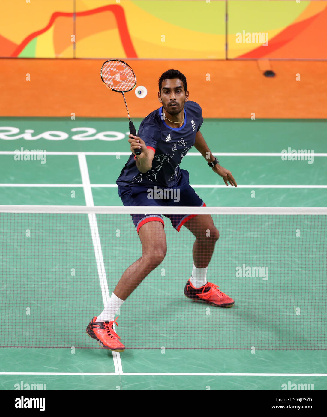 Great Britain's Rajiv Ouseph in action against Viktor Axelsen during ...