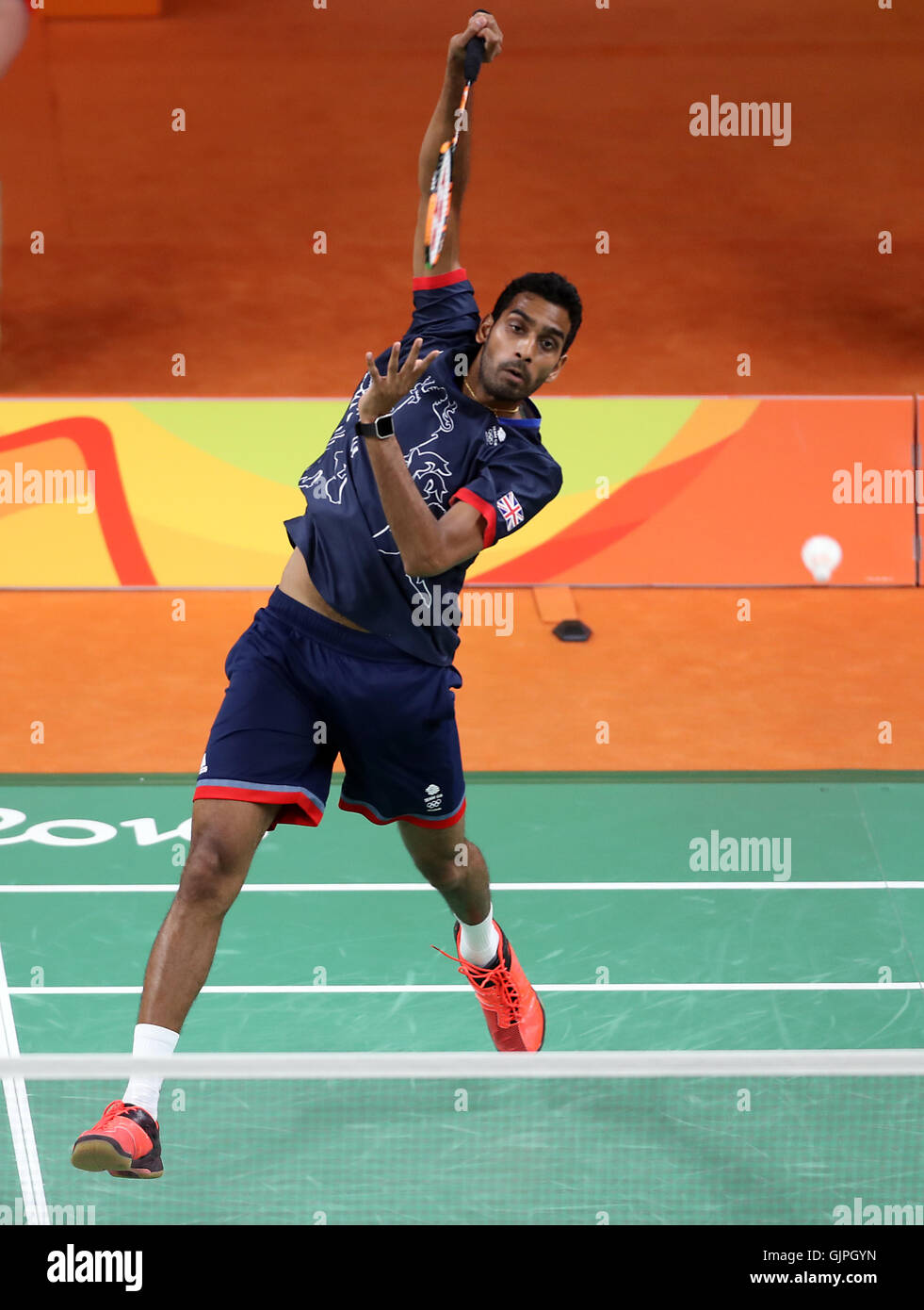 Great Britain's Rajiv Ouseph in action against Viktor Axelsen during ...