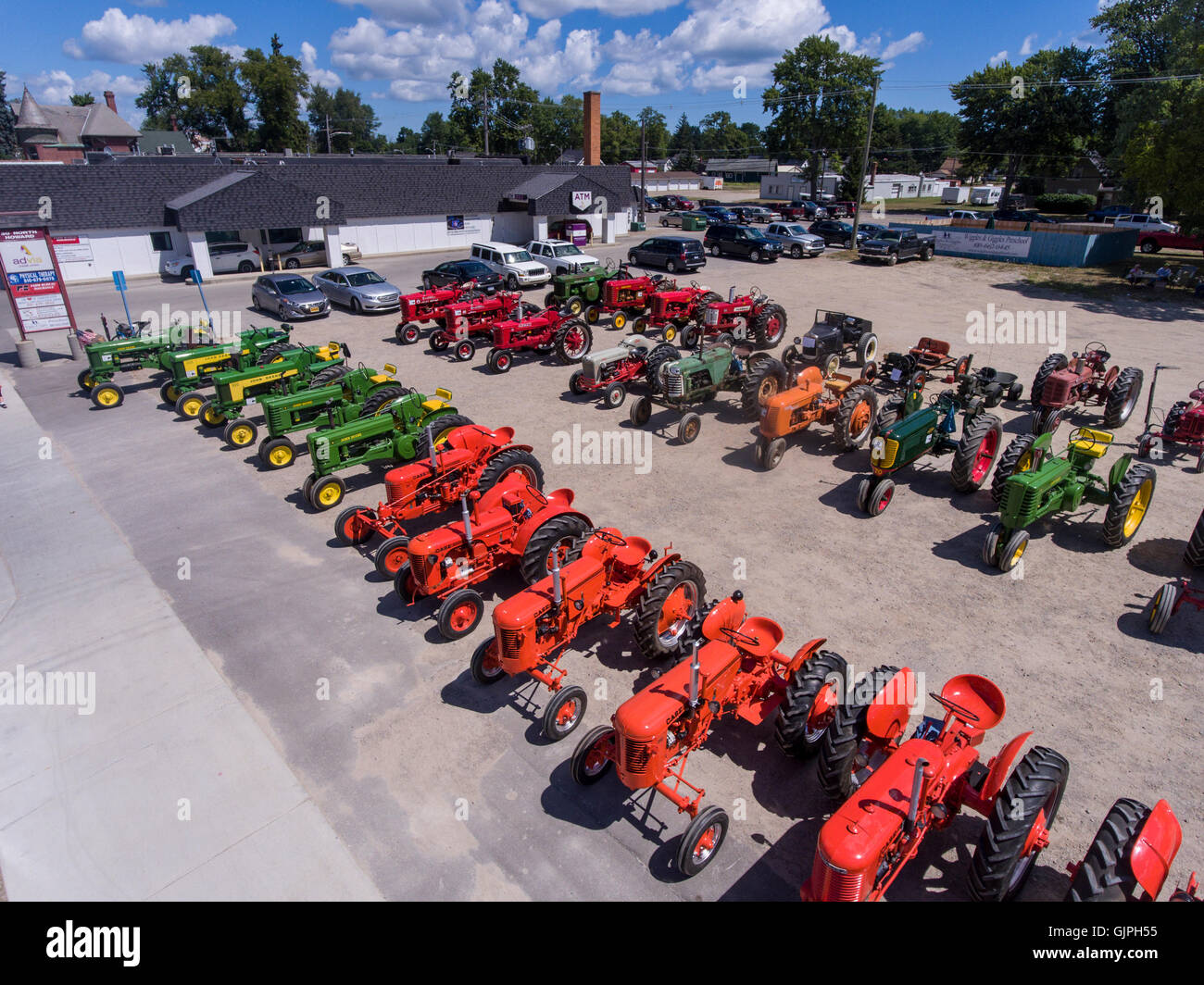Historic antique farm tractors on display Stock Photo - Alamy