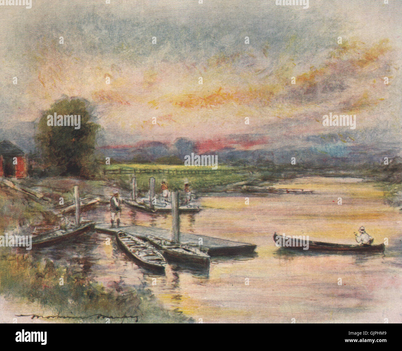 Radley College Boat-House' by Mortimer Menpes. Oxfordshire, antique ...