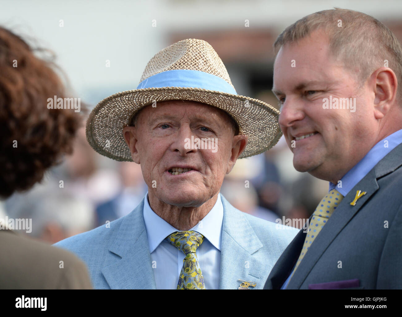 Former cricketer Geoffrey Boycott visits the parade ring during day one ...