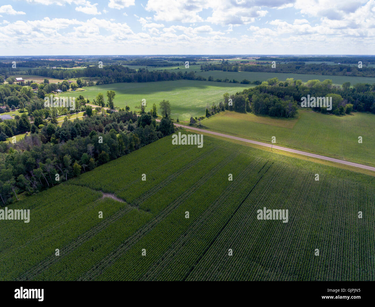 Aerial view of a small family farm near Lexington Michigan Stock Photo ...
