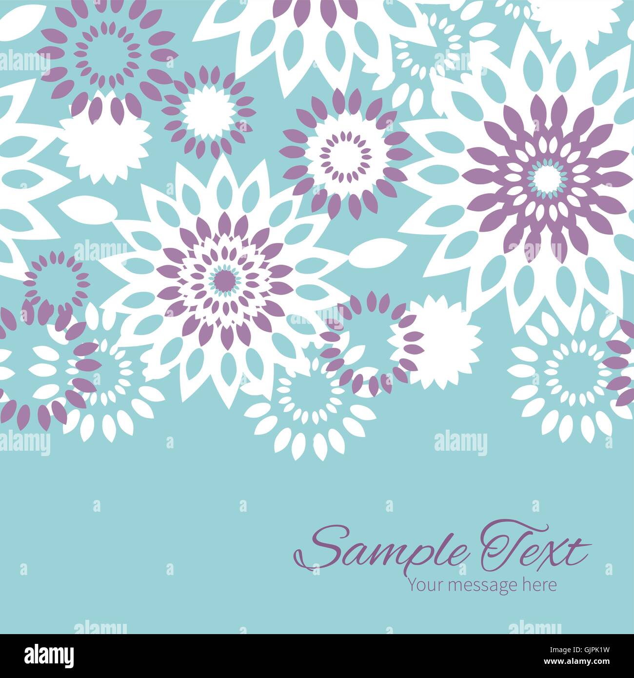 Vector purple and blue floral abstract horizontal border card te Stock ...