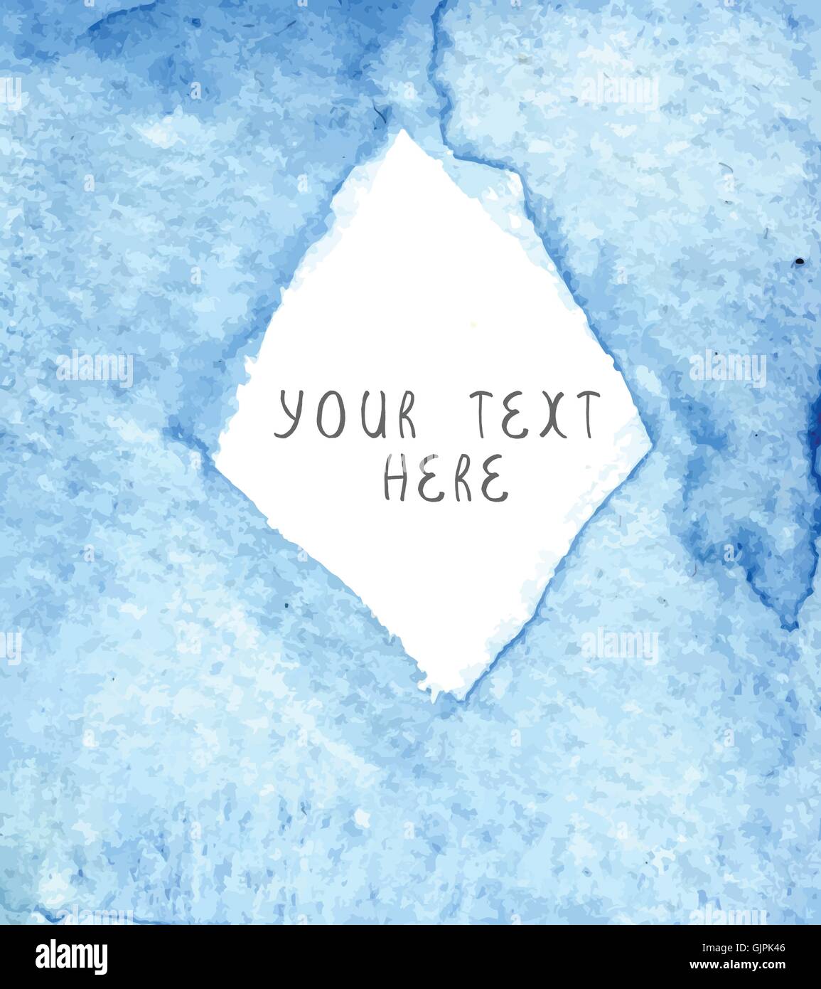 Abstract blue frame on textured watercolor paper Stock Vector Image ...