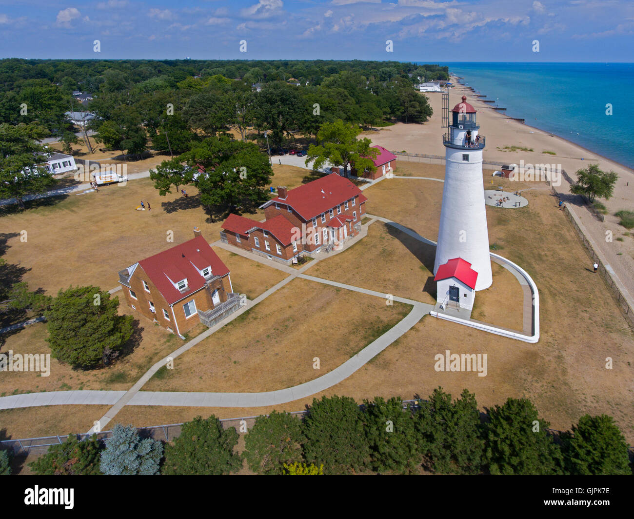 Fort Gratiot lighthouse on the shore of Lake Huron at the mouth of St ...