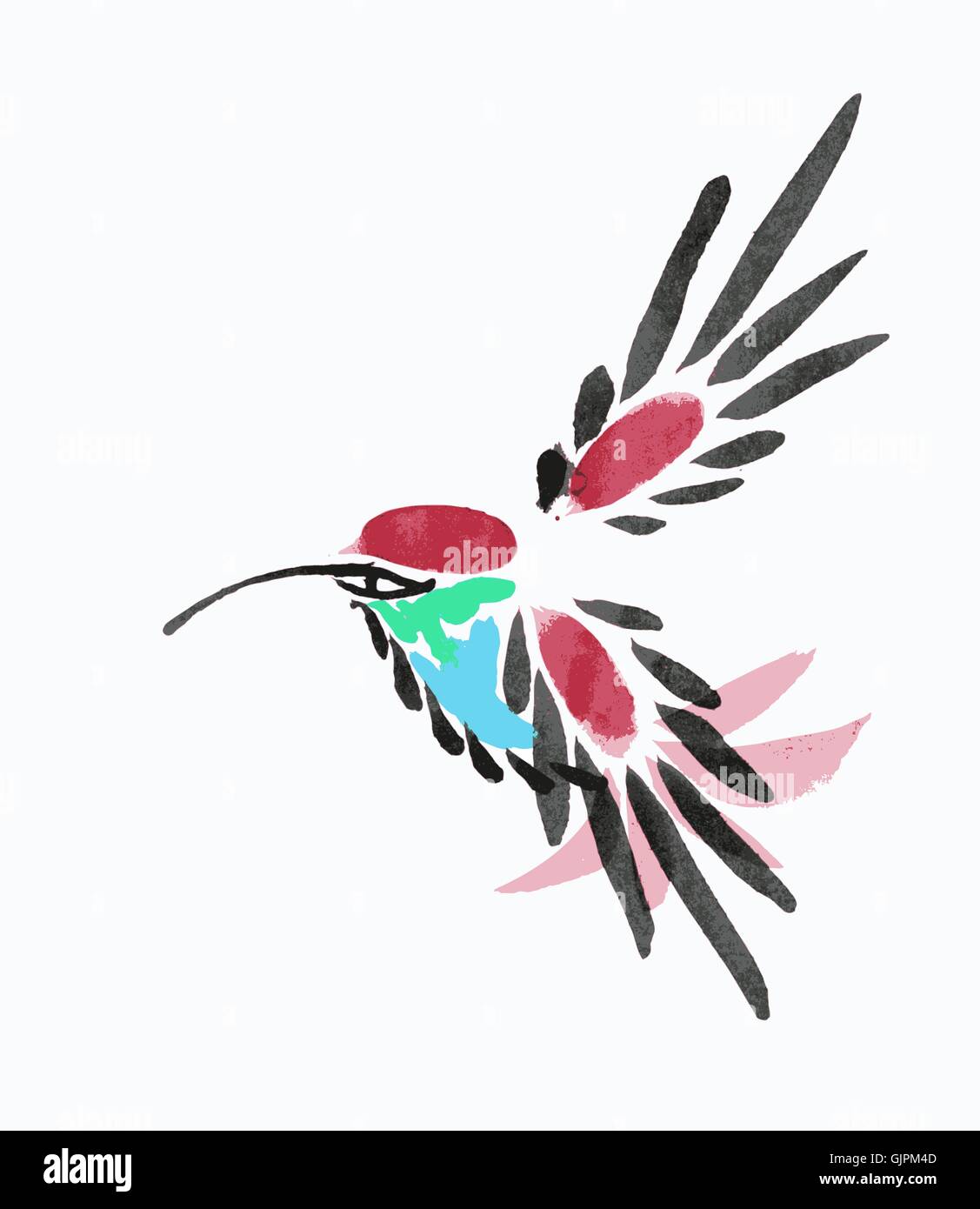 Watercolor blue hummingbird in flight Stock Vector Image & Art - Alamy