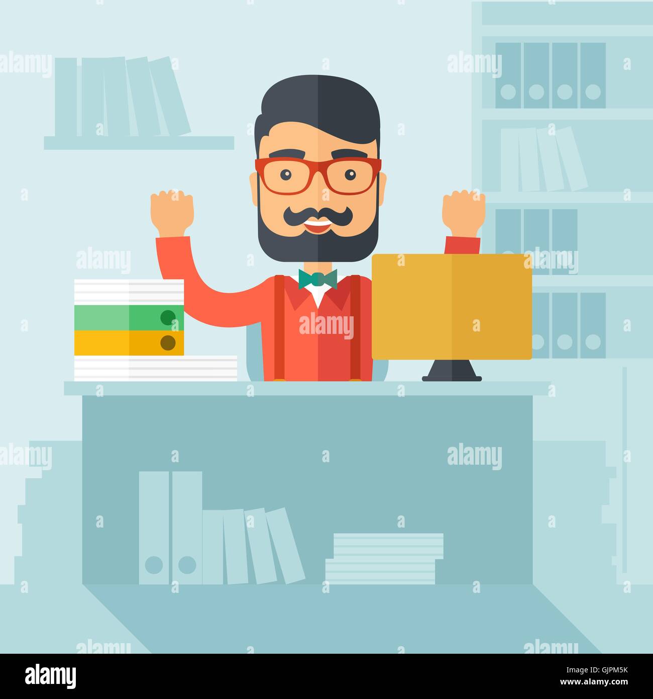 Man desk writing office Stock Vector Images - Alamy