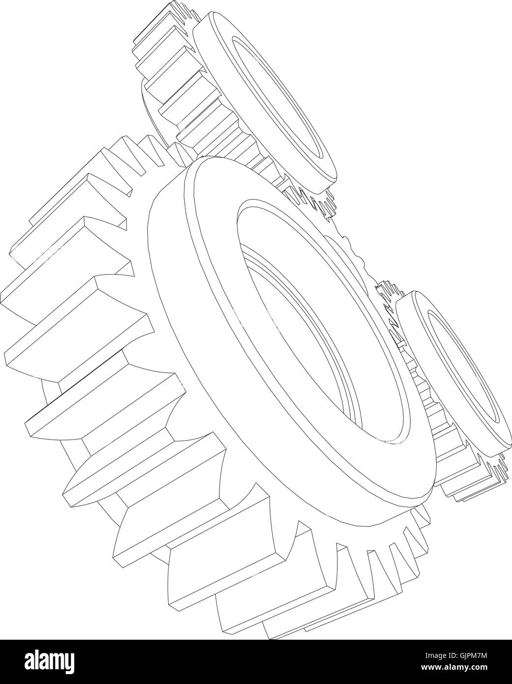 Wire-frame gears. Perspective view. Vector illustration Stock Vector ...