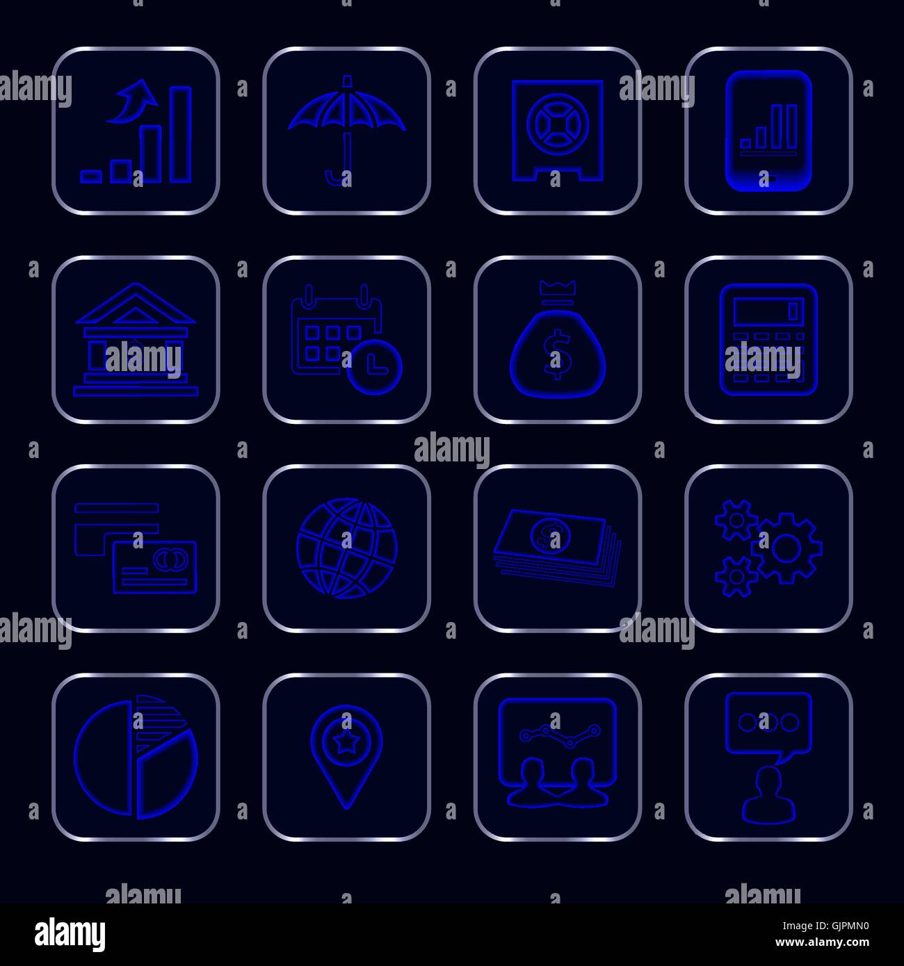 Blue glowing business icons Stock Vector Image & Art - Alamy