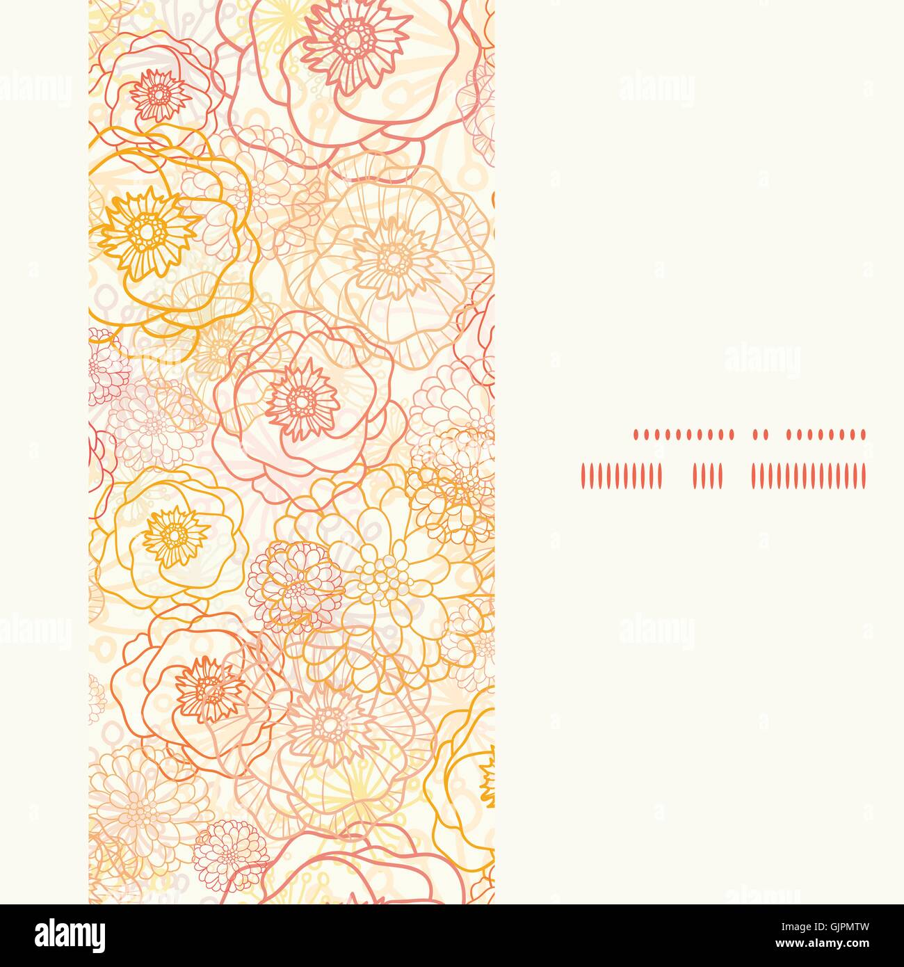 Vector Warm Flowers Vertical Frame Seamless Pattern Background Stock ...
