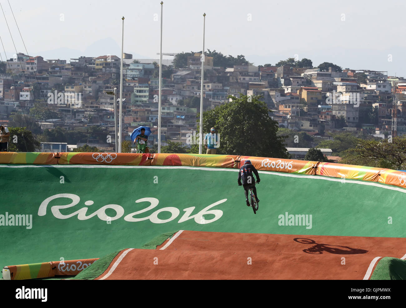 Great Britain's Kyle Evans competes in the BMX seedings at the Olympic ...