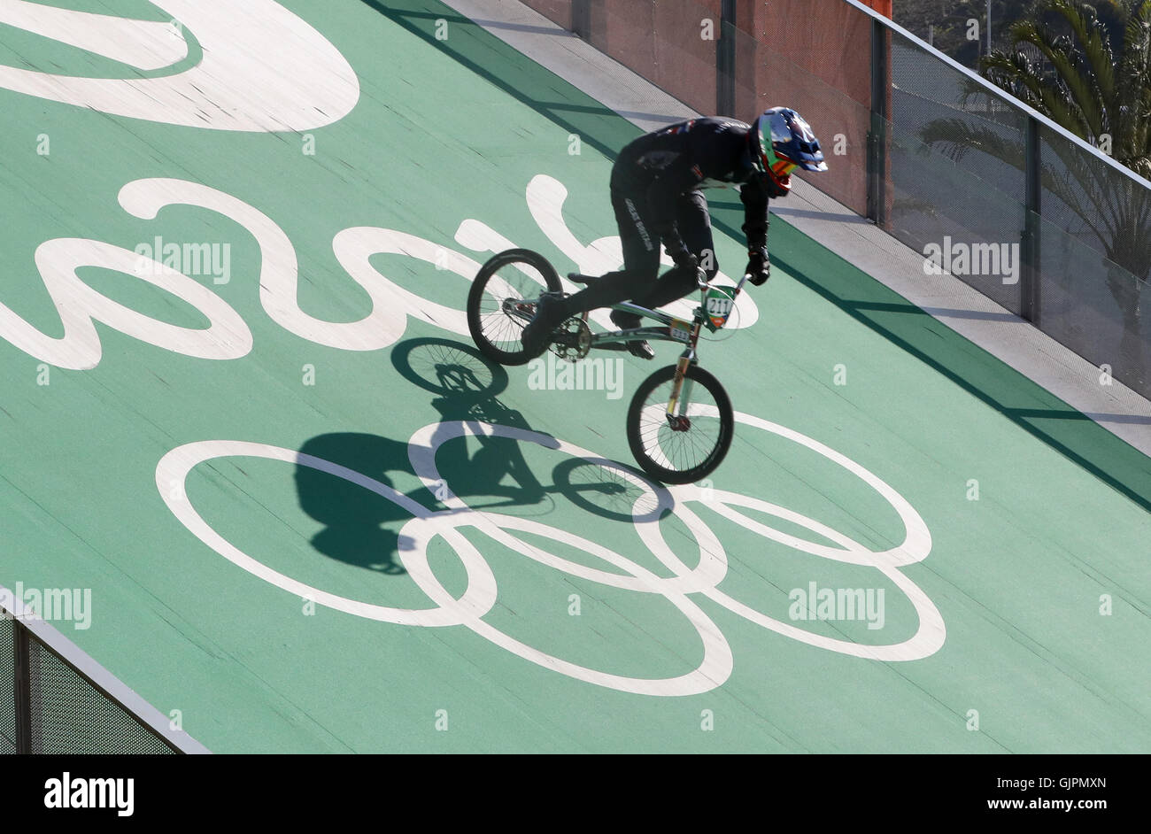 Great Britain's Kyle Evans competes in the BMX seedings at the Olympic ...