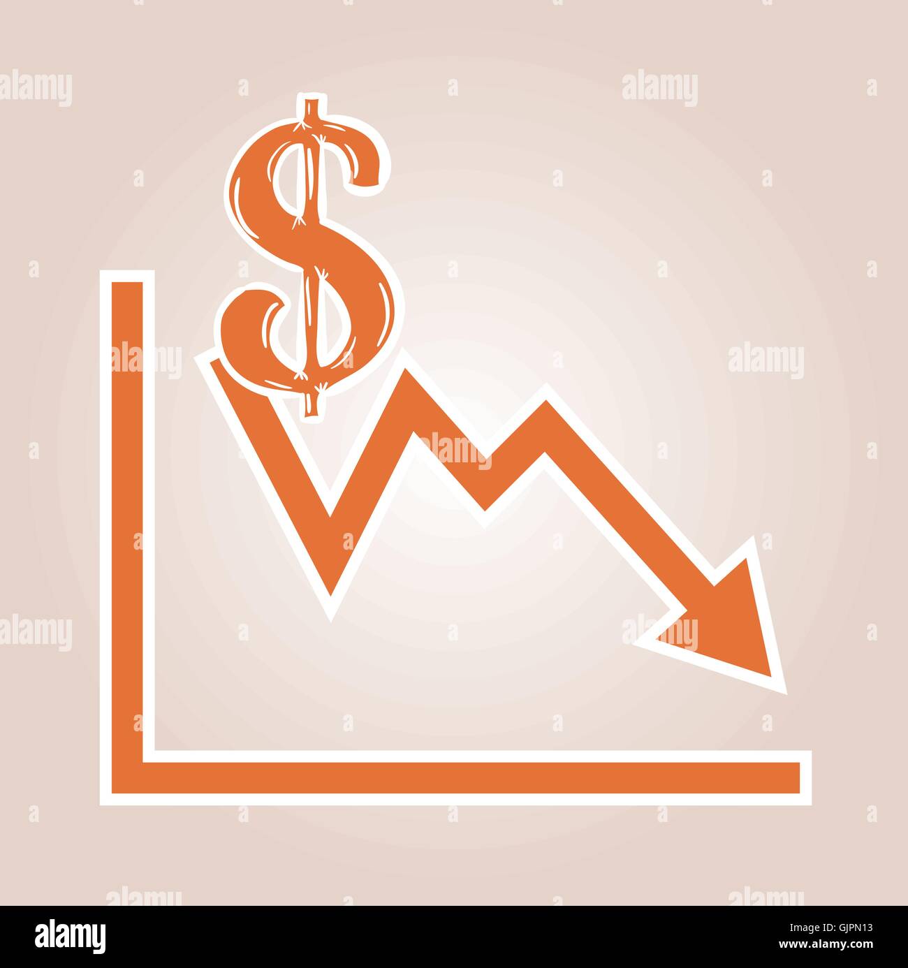 decreasing graph with dollar symbol Stock Vector Image & Art - Alamy