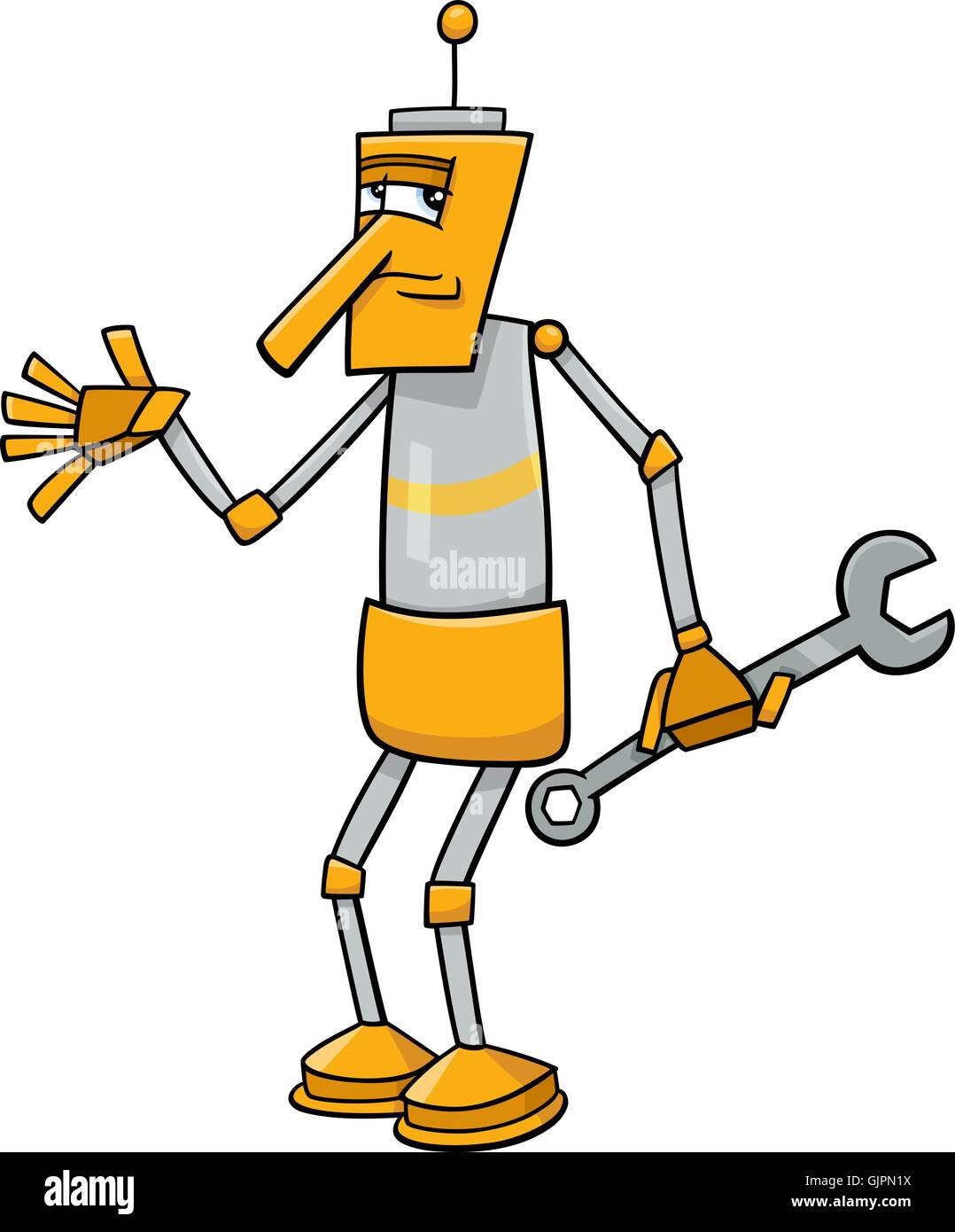robot with wrench cartoon illustration Stock Vector Image & Art - Alamy