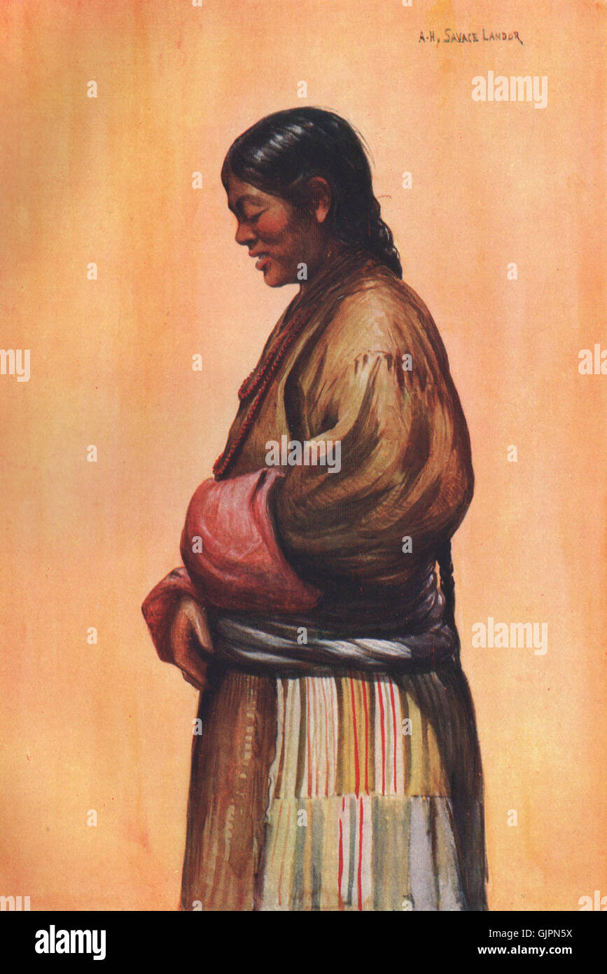 'Tibetan woman of the commoner class' by Arnold Henry Savage Landor ...