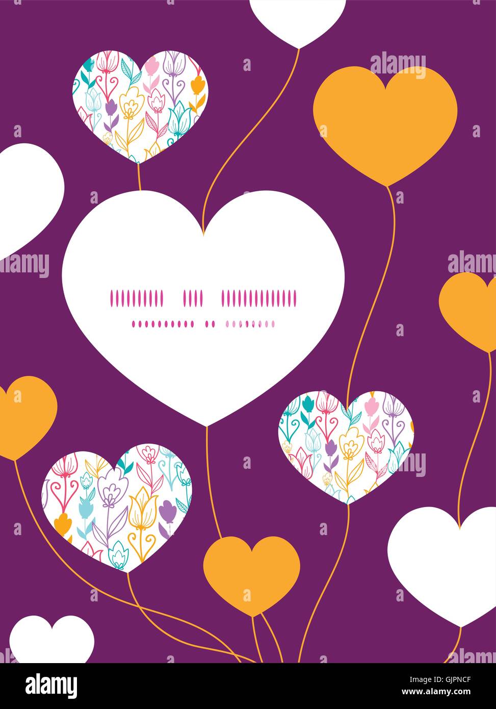 Vector colorful tulip flowers heart symbol frame pattern invitat Stock ...