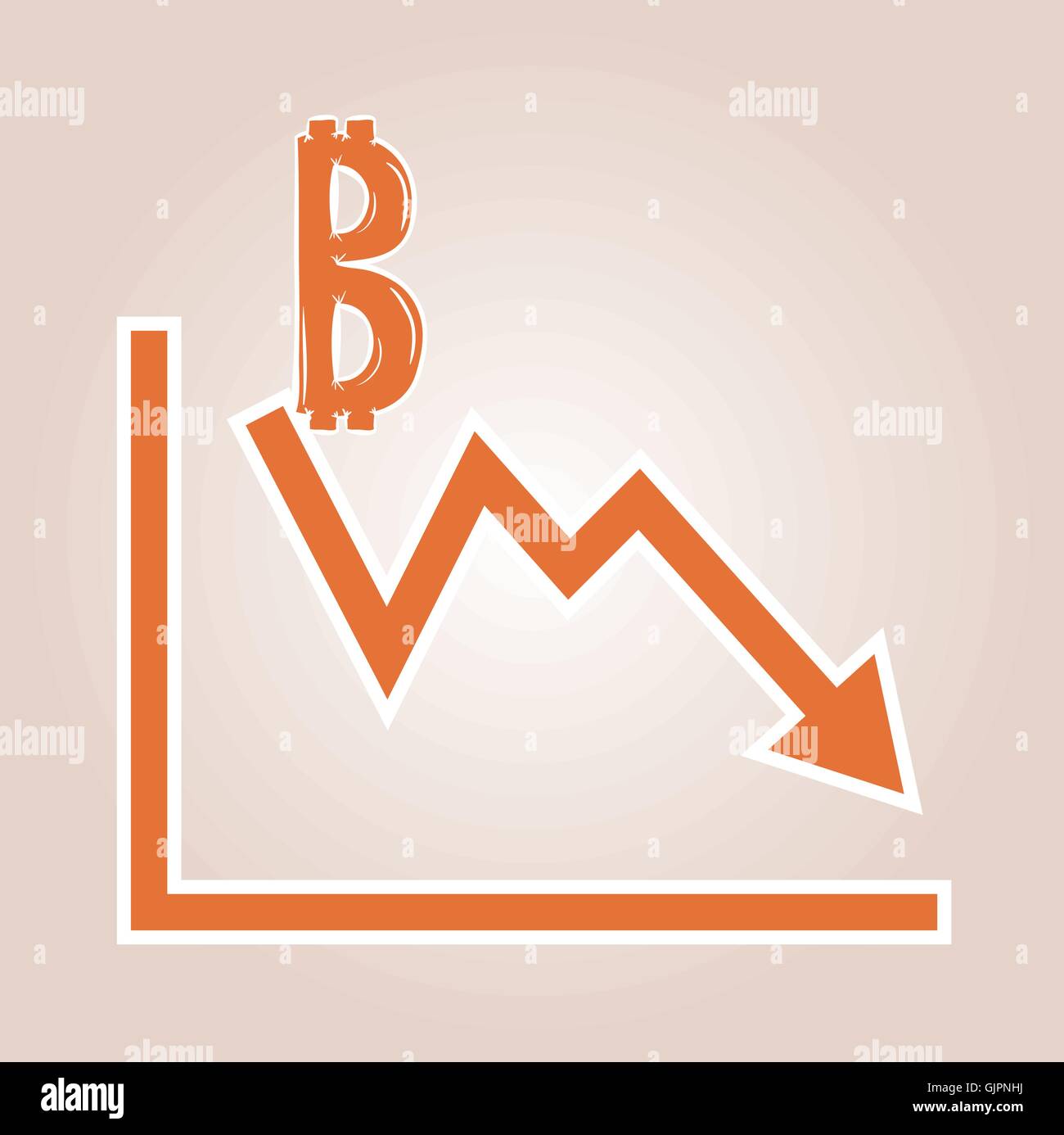 decreasing graph with bitcoin symbol Stock Vector Image & Art - Alamy