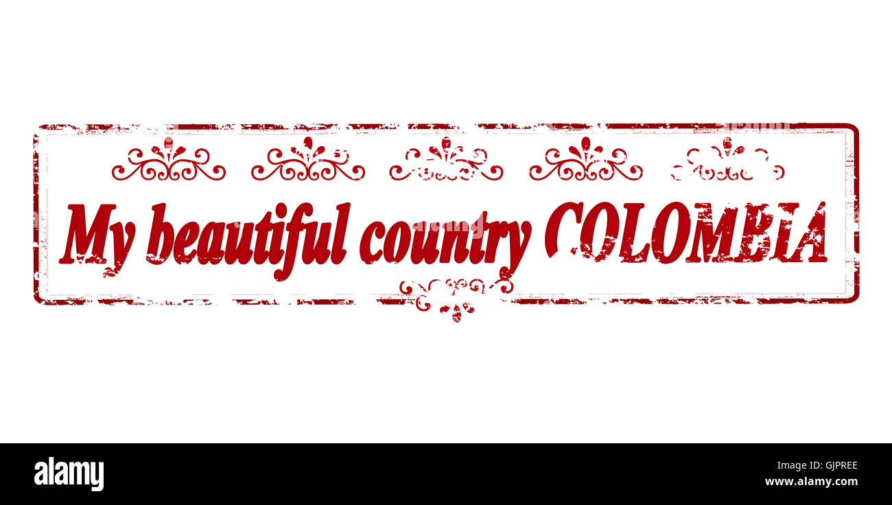 Rubber stamp with text my beautiful country Colombia inside, vector ...