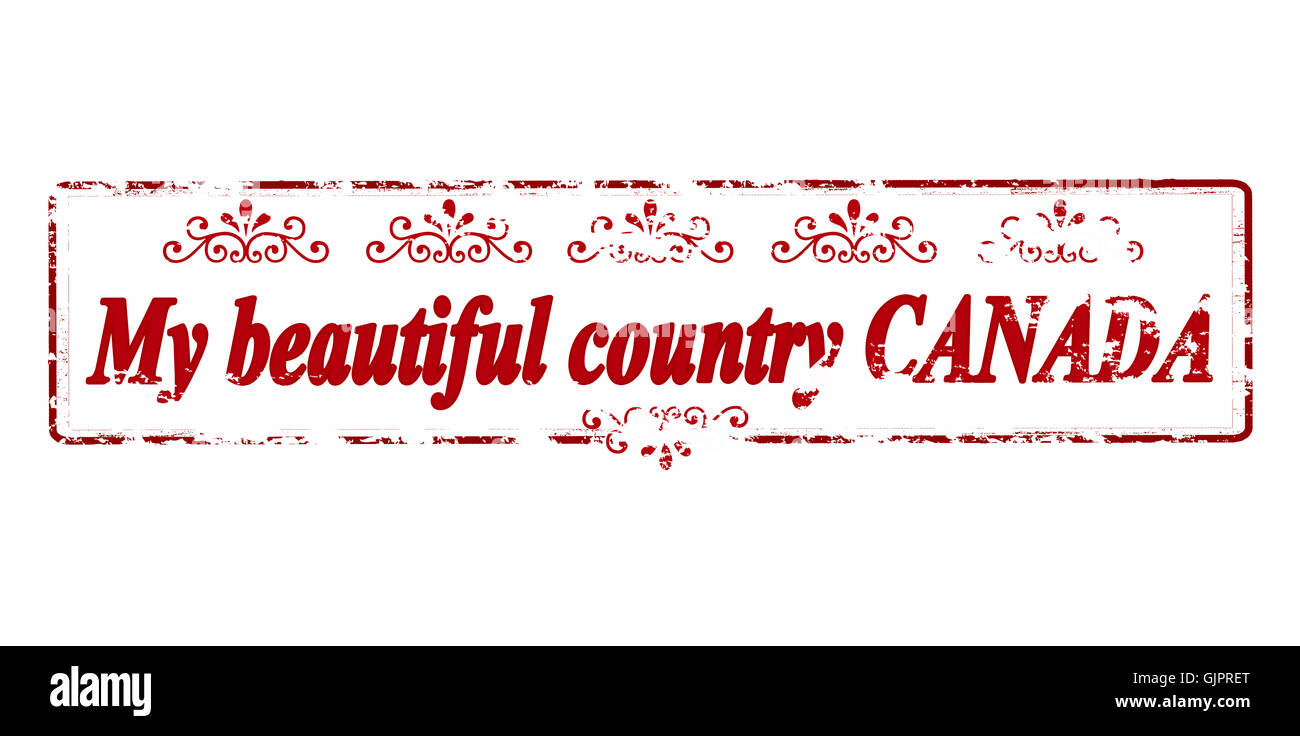 Rubber stamp with text my beautiful country Canada inside, vector ...