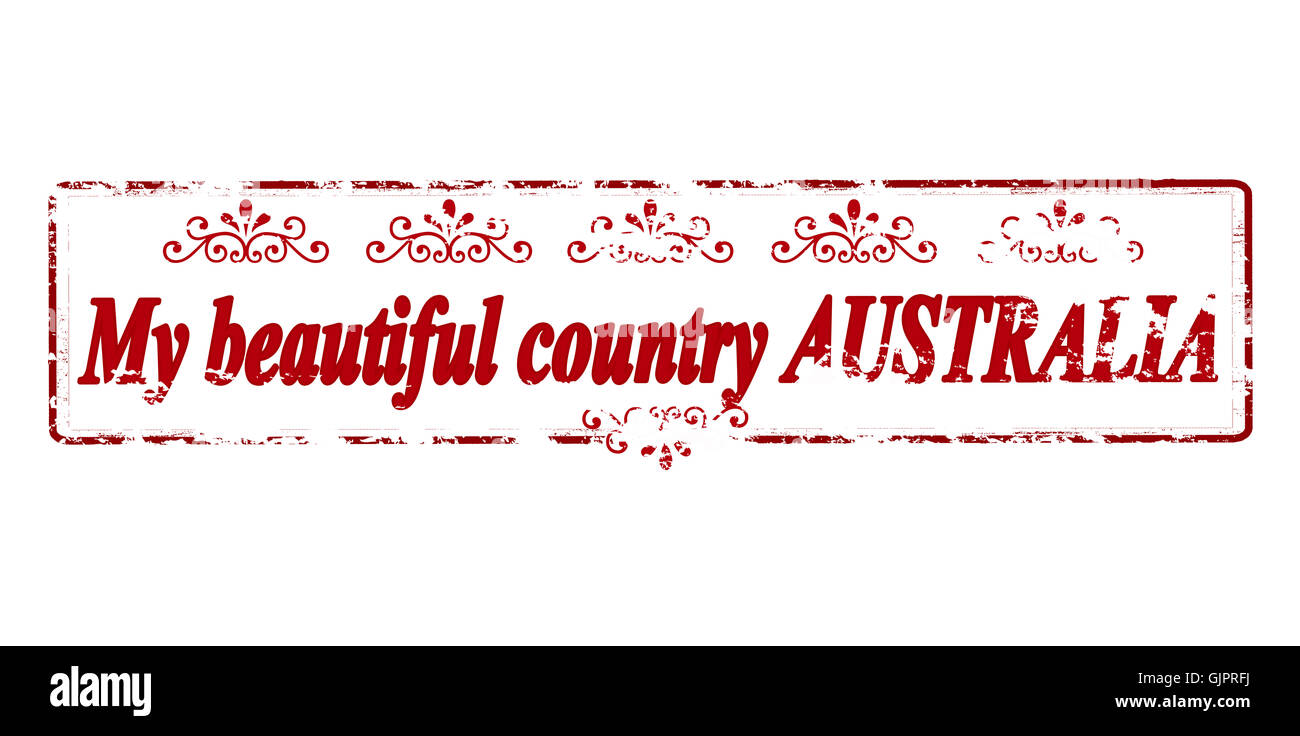 Rubber stamp with text my beautiful country Australia inside, vector ...