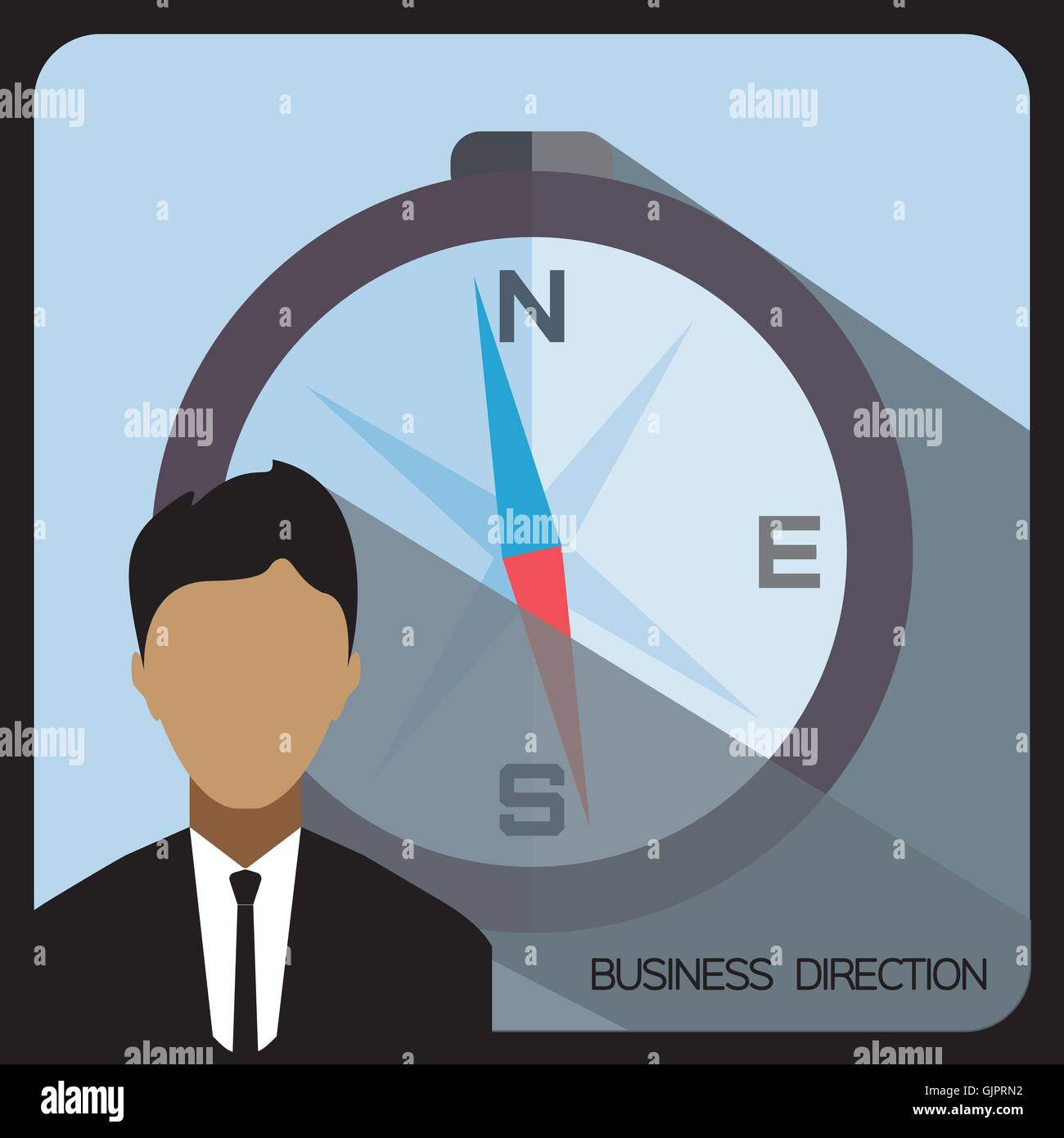 Business direction with a person and compass, flat design. Digital ...