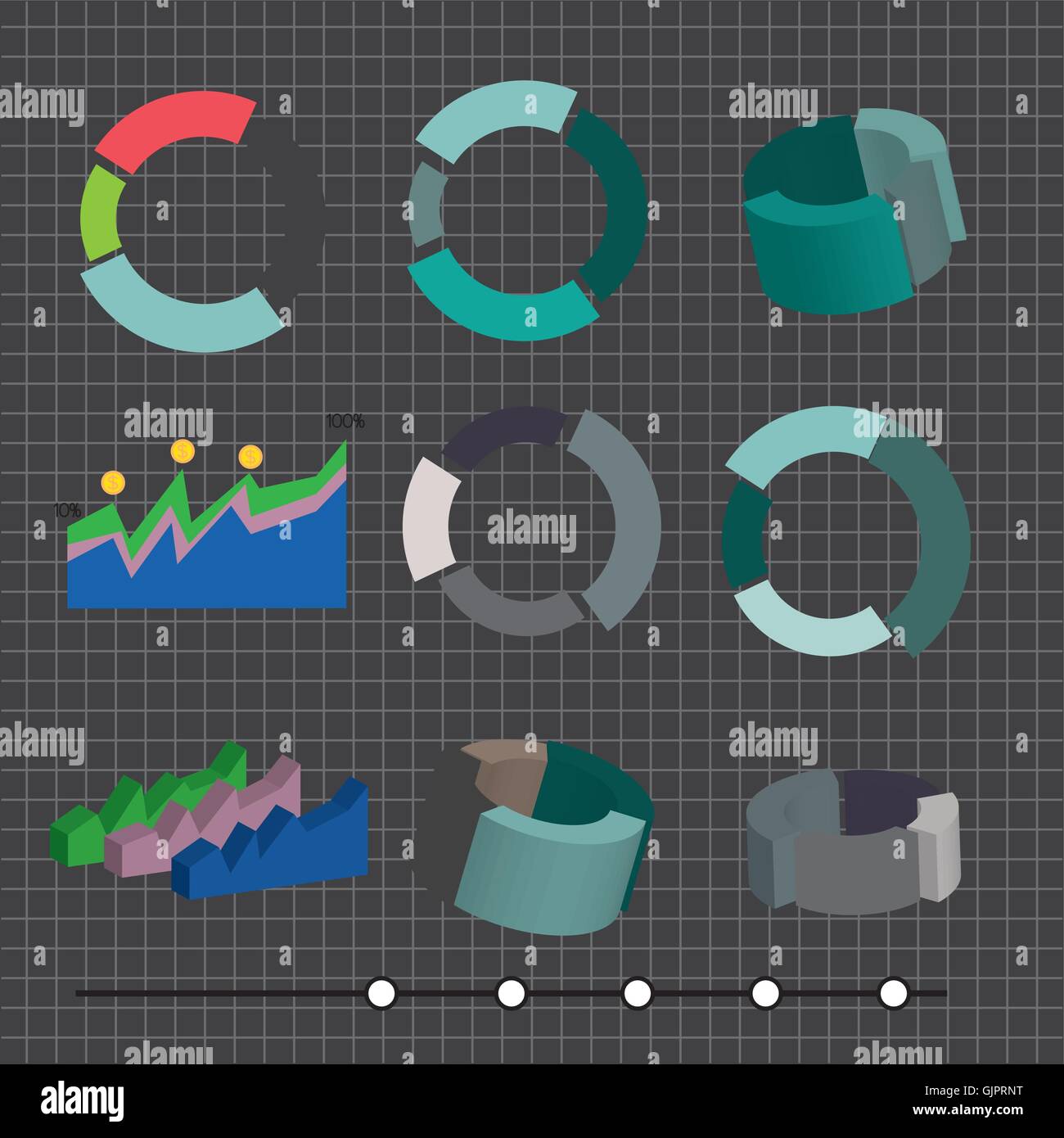 Business charts in 2d and 3d, flat design. Digital vector image Stock ...