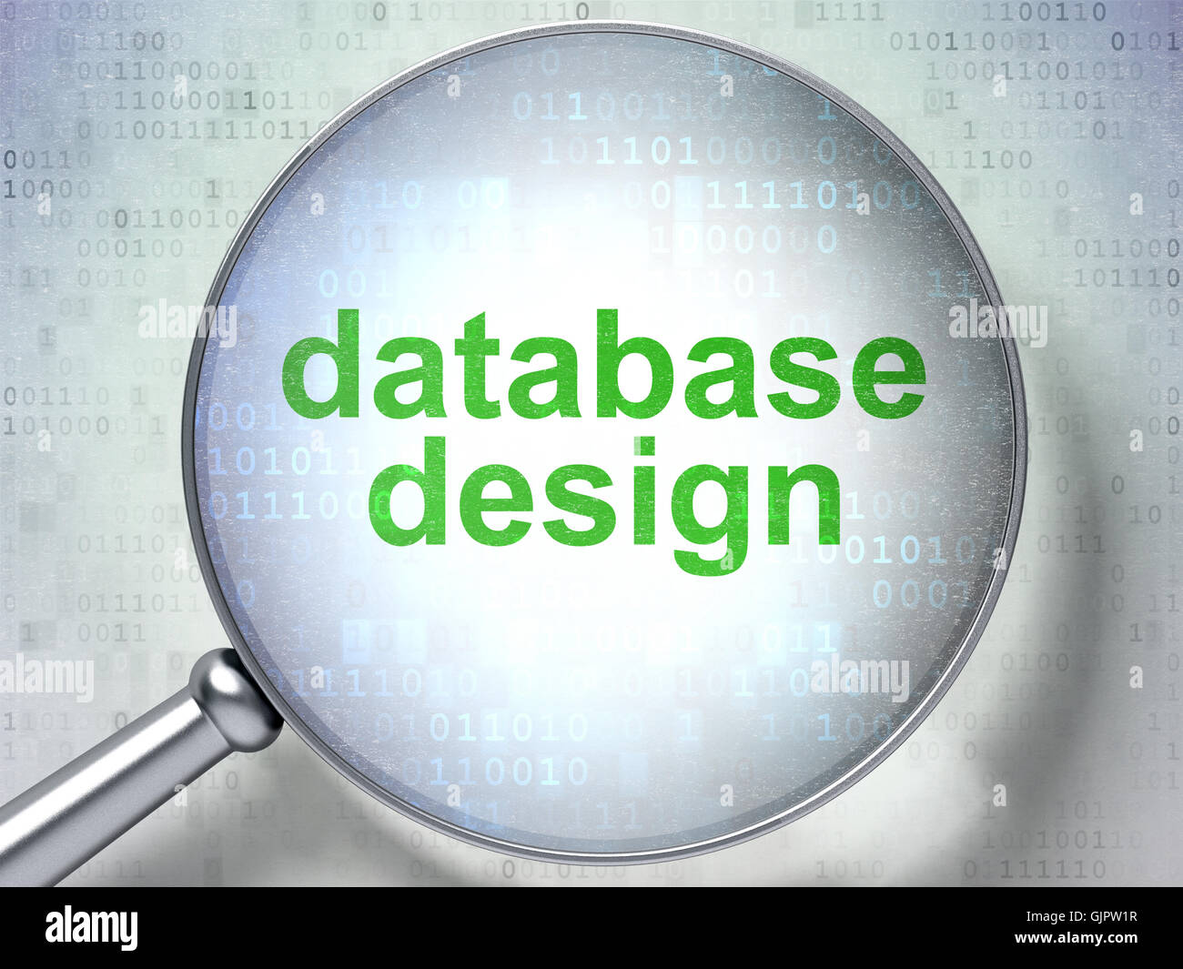 Programming concept: Database Design with optical glass Stock Photo - Alamy