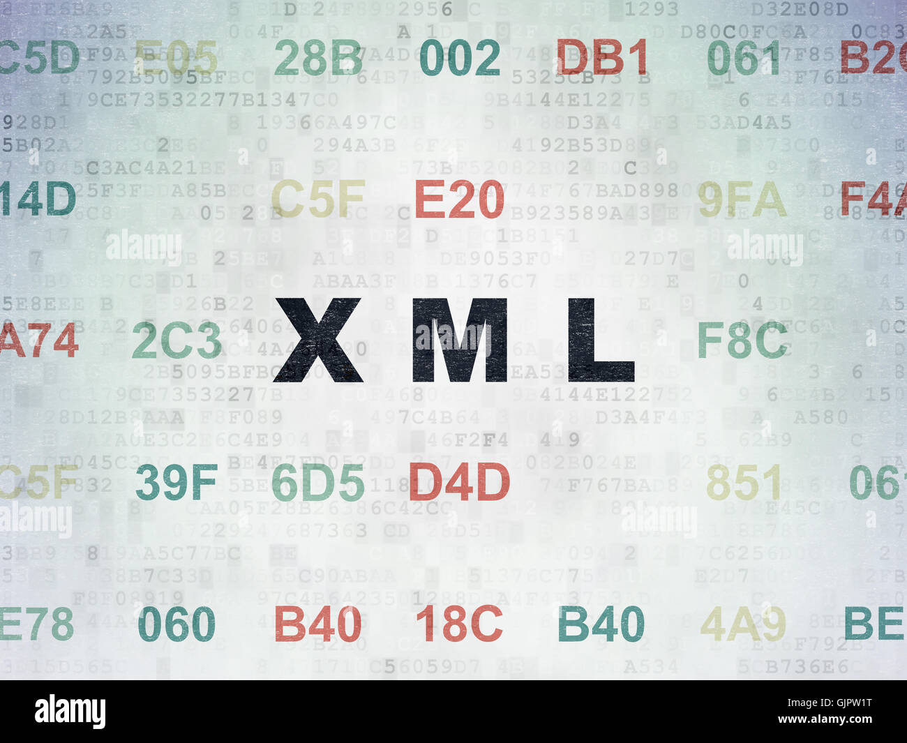 Database concept: Xml on Digital Data Paper background Stock Photo - Alamy