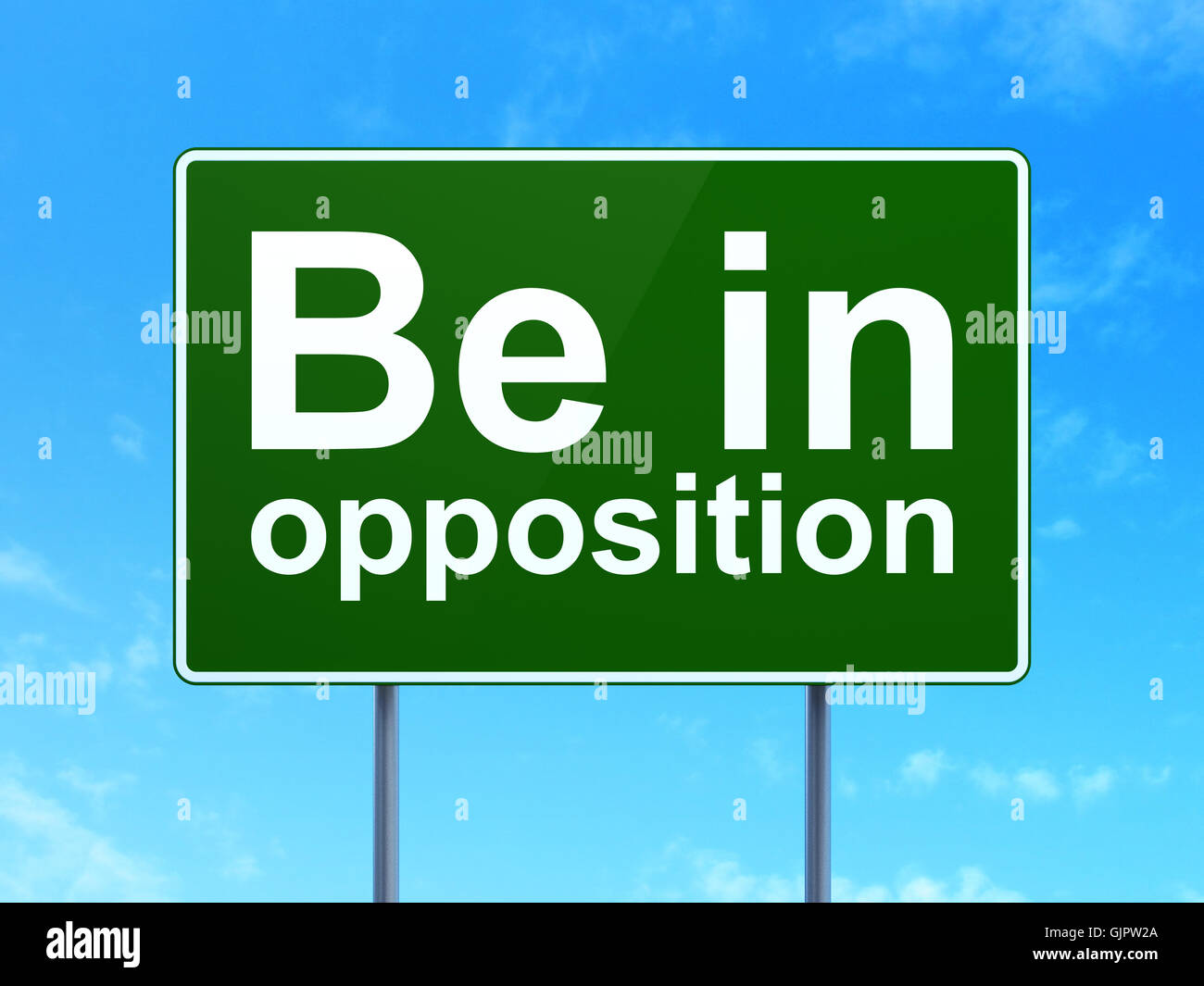 Politics concept: Be in Opposition on road sign background Stock Photo ...