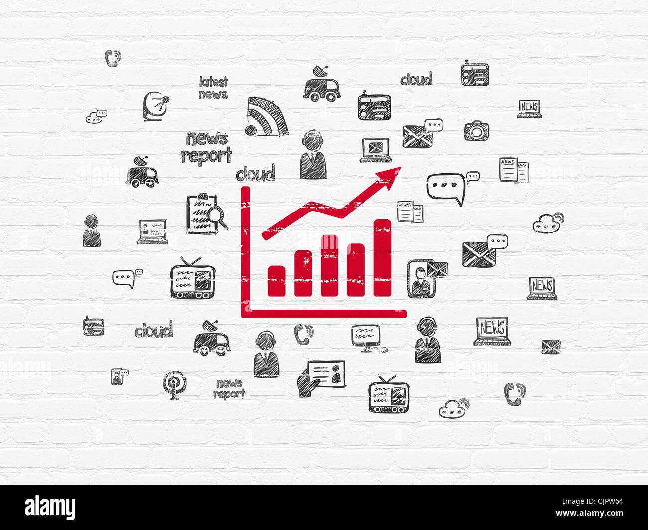 News concept: Growth Graph on wall background Stock Photo - Alamy