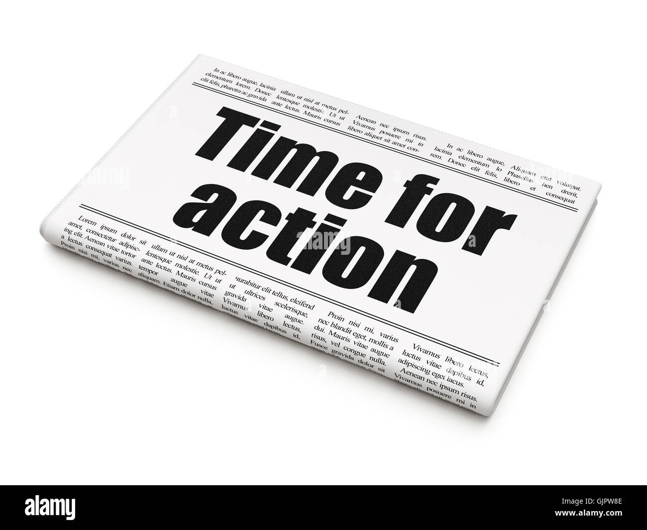 Timeline concept: newspaper headline Time For Action Stock Photo - Alamy
