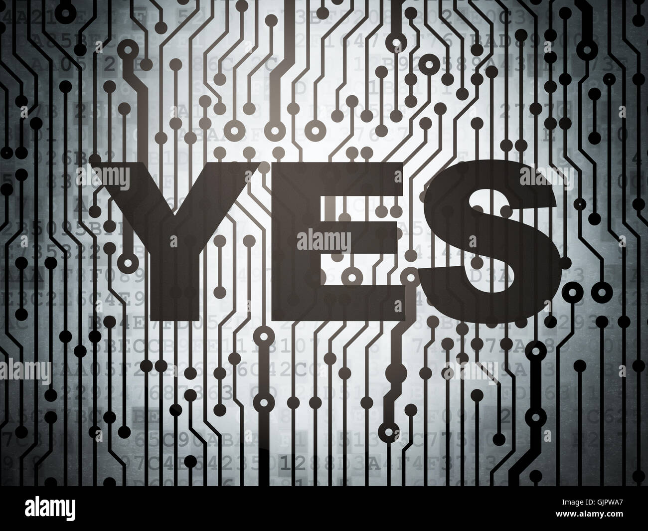Finance concept: circuit board with Yes Stock Photo - Alamy