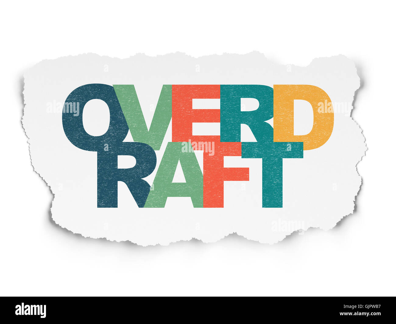 Business concept: Overdraft on Torn Paper background Stock Photo - Alamy