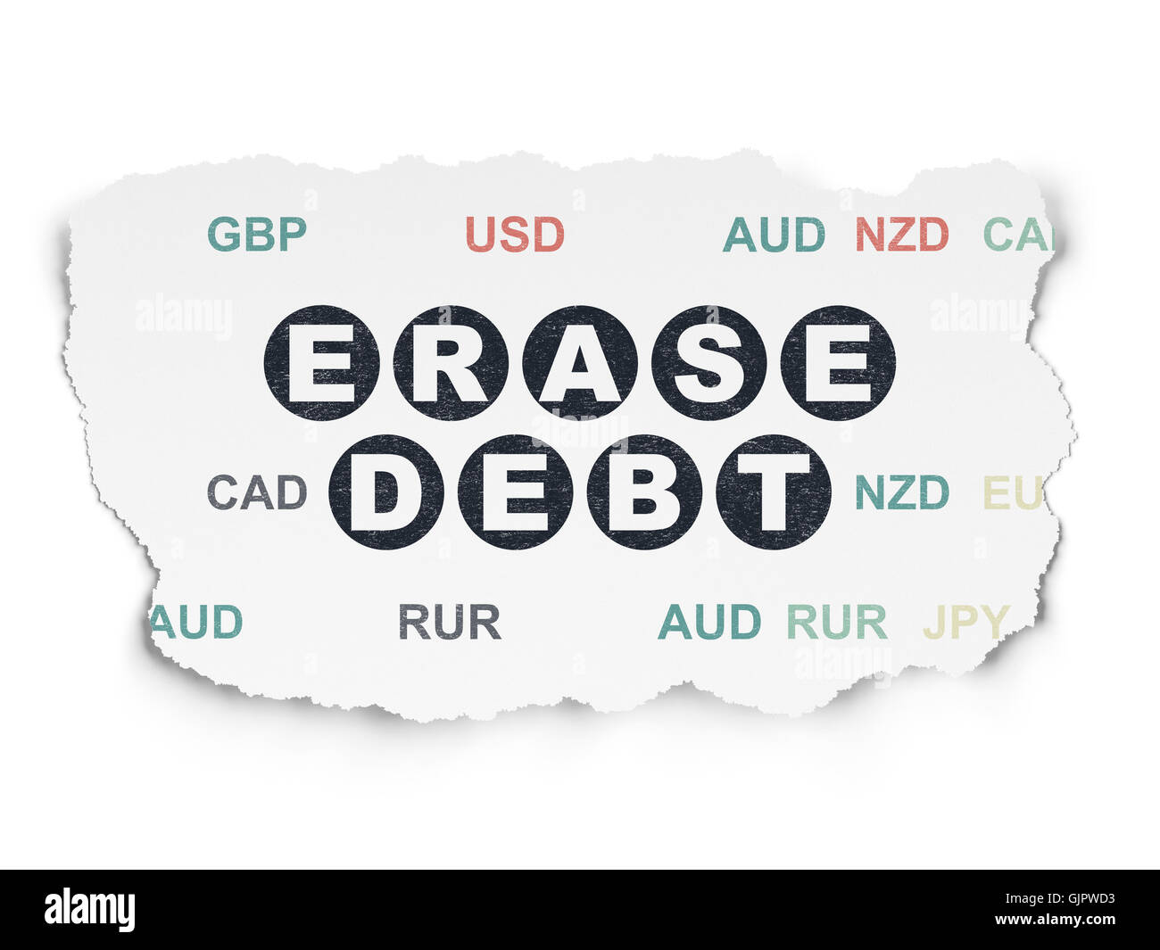 Finance concept: Erase Debt on Torn Paper background Stock Photo - Alamy